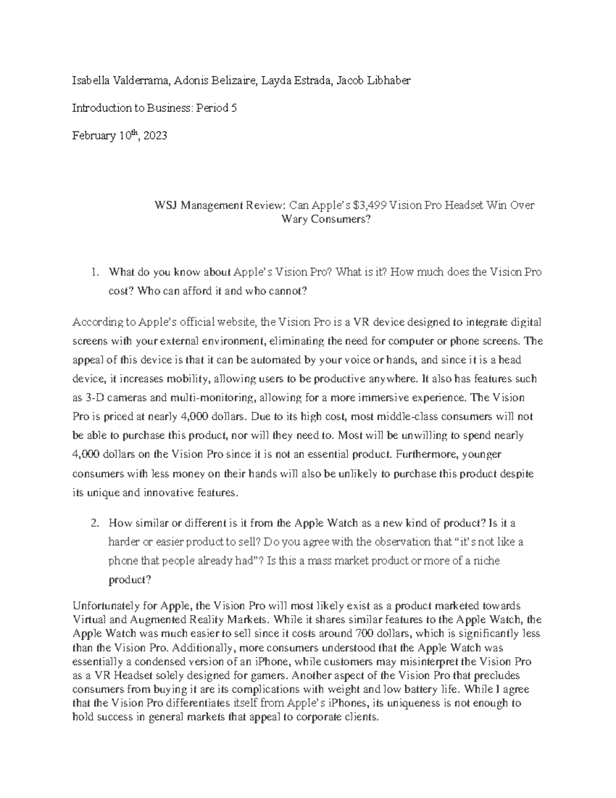 WJS Vision PRO - case study - Isabella Valderrama, Adonis Belizaire ...