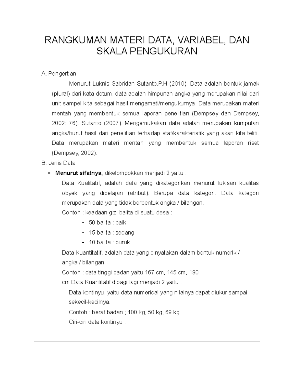 Rangkuman Materi DATA, Variabel DAN Skala Pengukuran 3 - RANGKUMAN ...