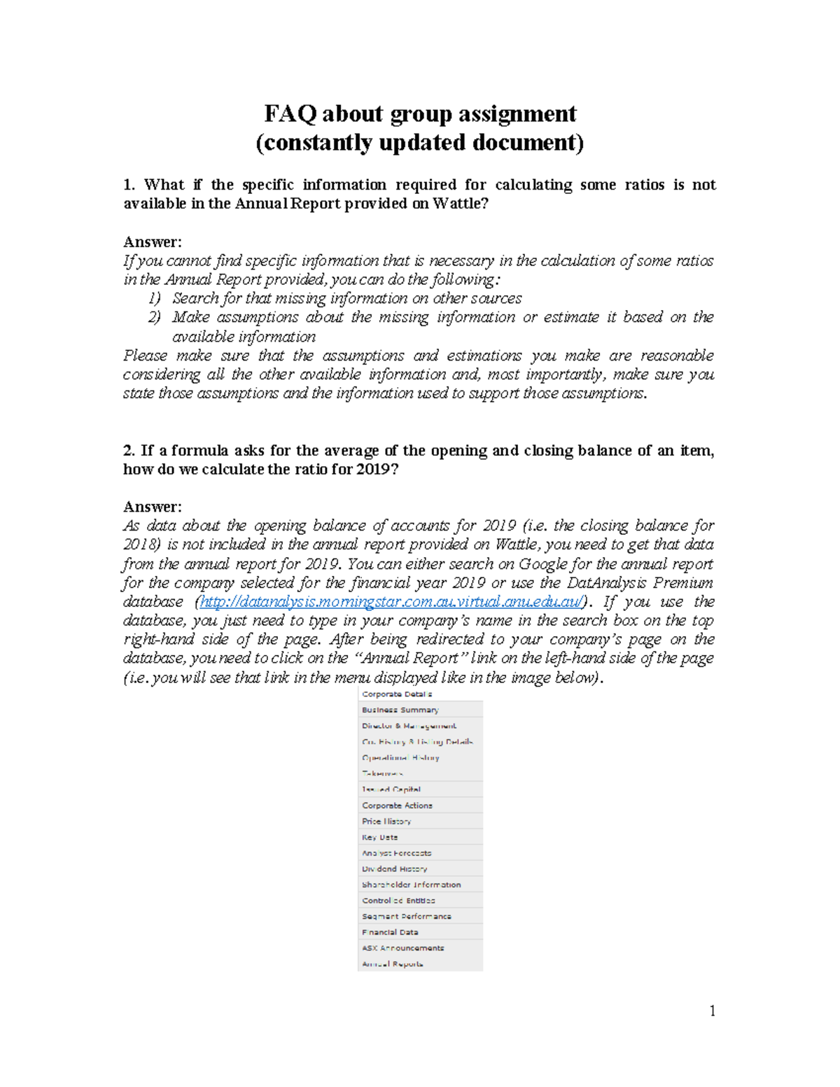 BUSN1001 S1 2021 FAQ about group assignment - FAQ about group ...