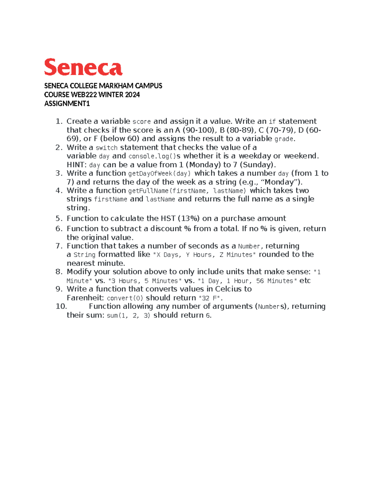 Seneca College Markham Campus - SENECA COLLEGE MARKHAM CAMPUS COURSE ...