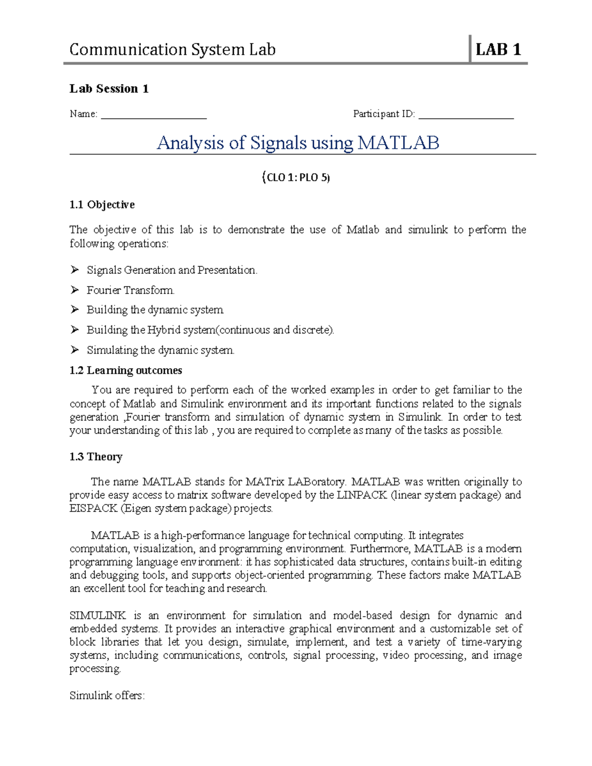 Laboratory Manual - Lab Session 1 Name ...