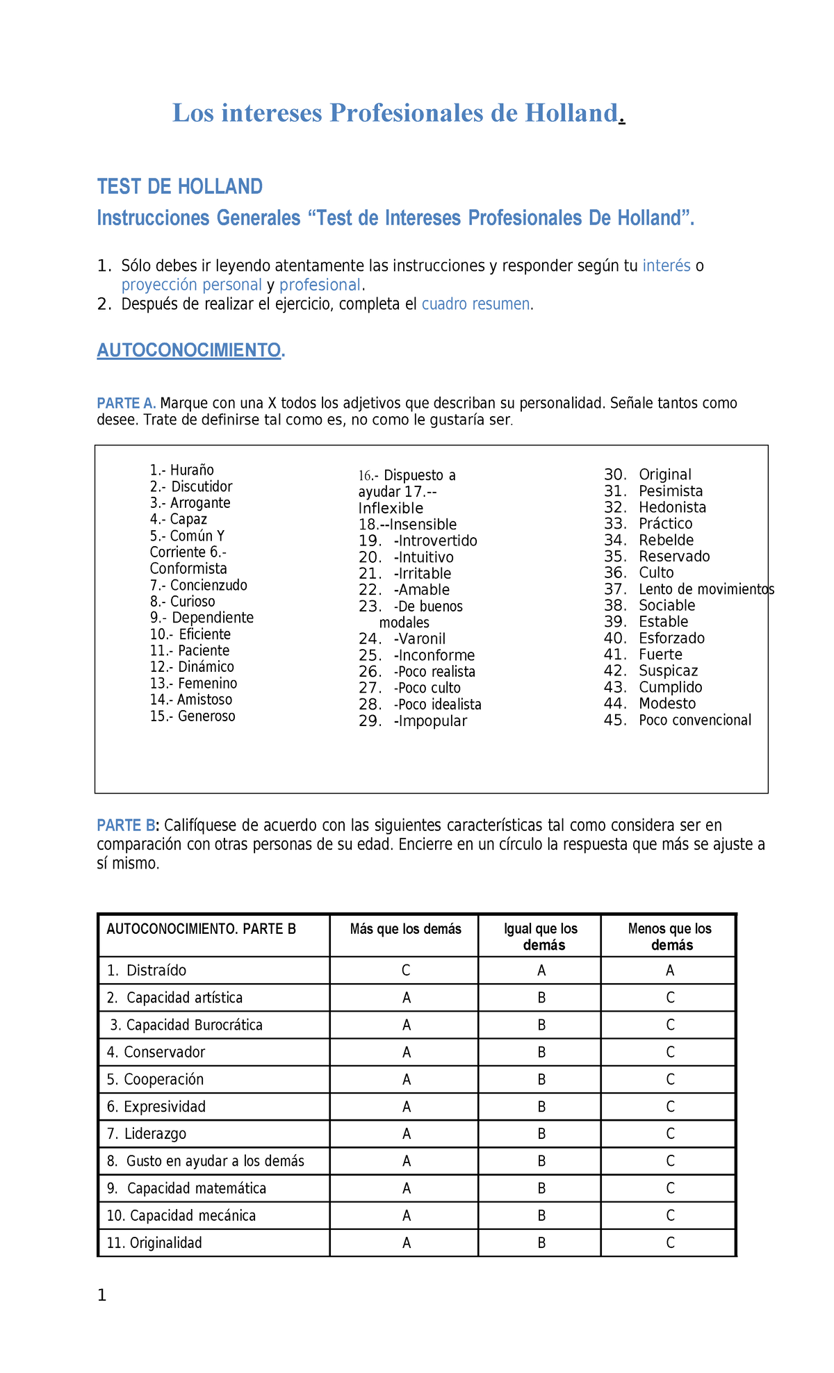 Test-de-holland - sisisis - Los intereses Profesionales de Holland ...