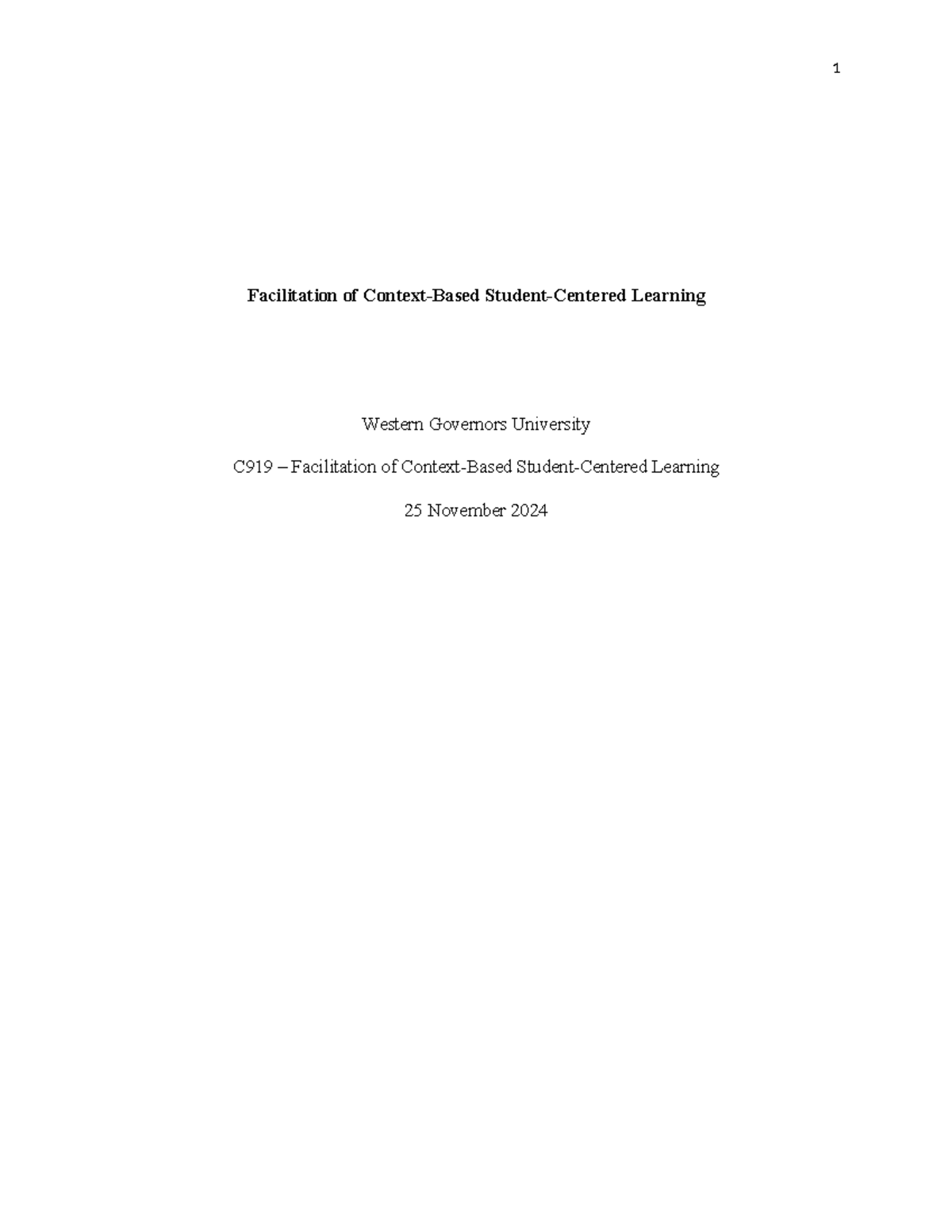 Facilitation of Context Based Student Centered Learning - Facilitation ...