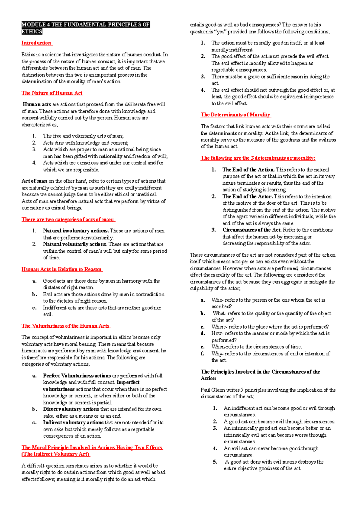 Module 4 THE Fundamental Principles OF Ethics - MODULE 4 THE ...