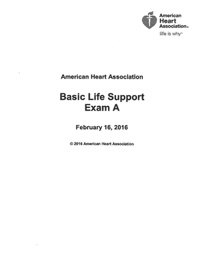 AHA BLS Exam A - BLS - Annotated Answer Key Basic Life Support Exam A ...