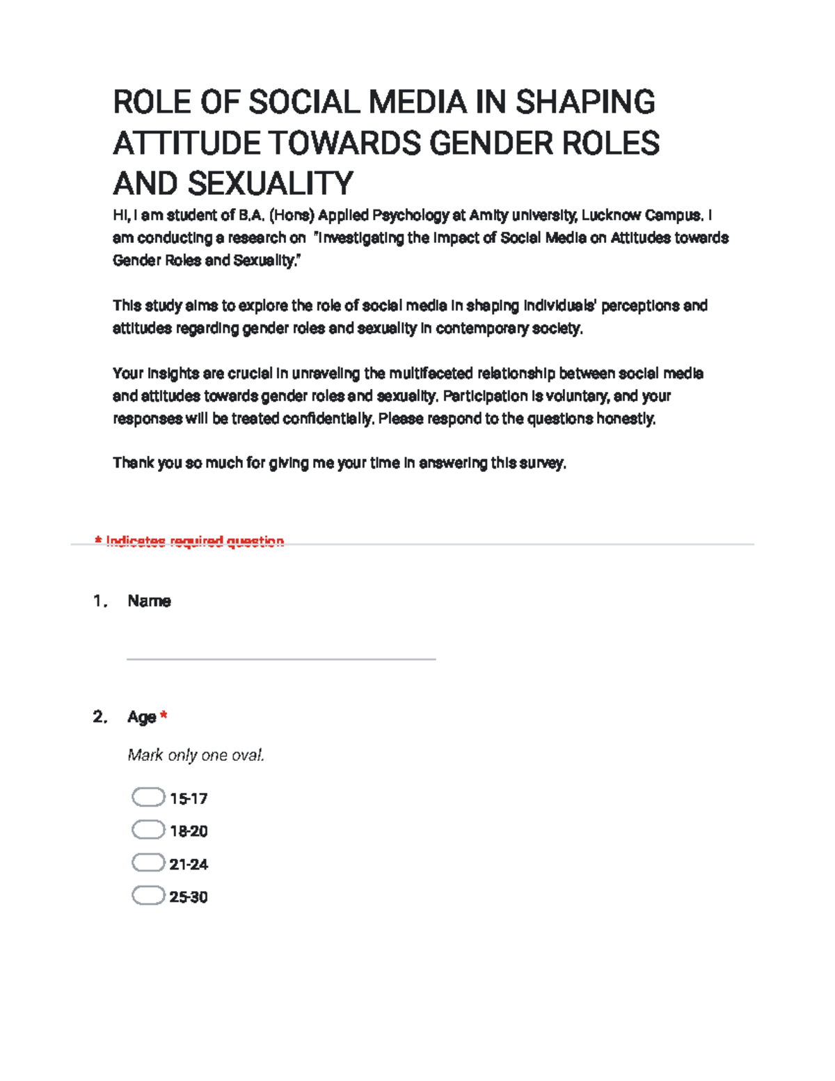 Role Of Social Media In Shaping Attitude Towards Gender Roles And