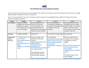 ACC 330 Project One Milestone Two - Client ID 1111 – Filing status: HOH; 1 eligible dependent ...