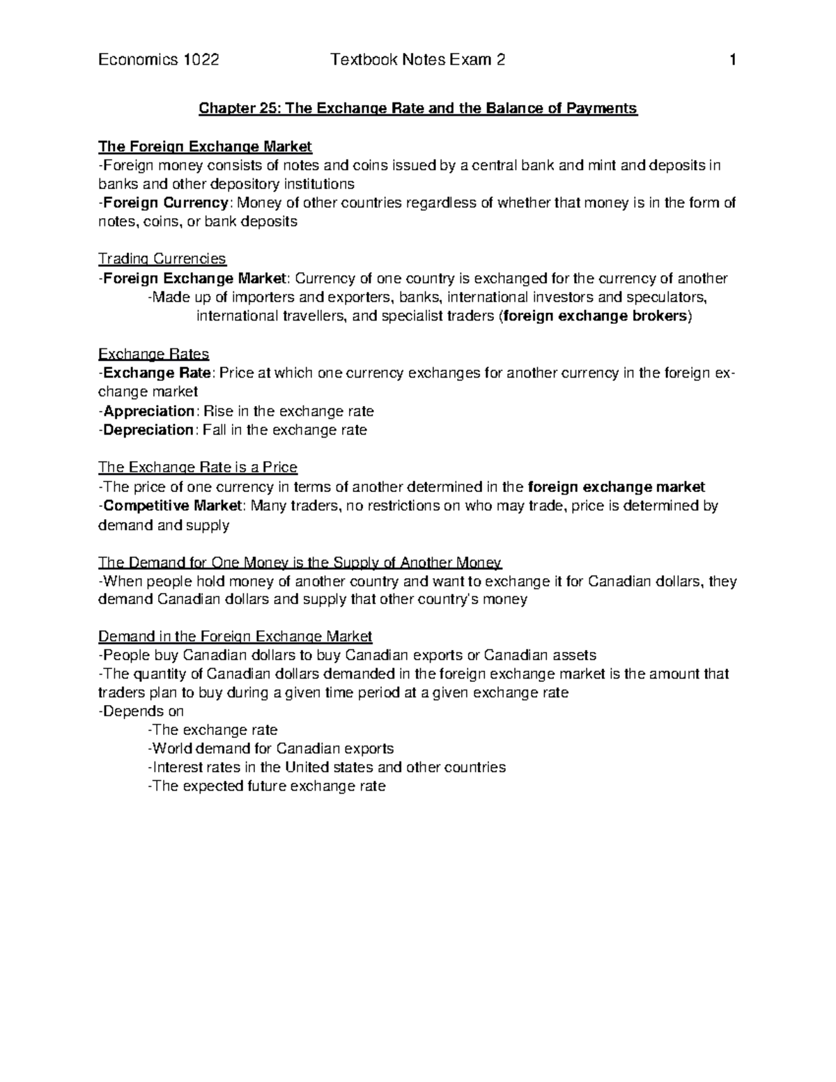 Docx - Macroeconomics - Chapter 25: The Exchange Rate and the Balance ...