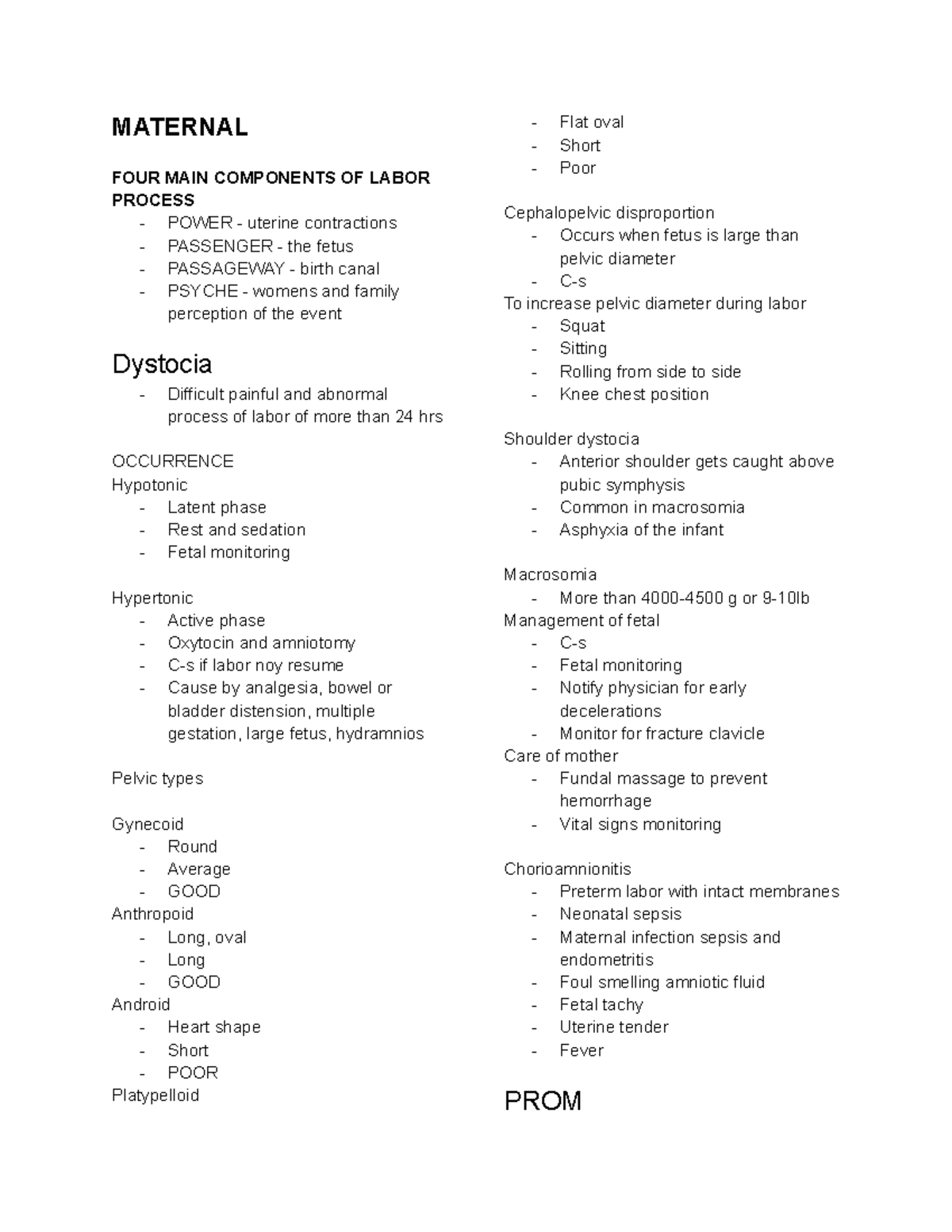 Finals mcn - MATERNAL FOUR MAIN COMPONENTS OF LABOR PROCESS - POWER - uterine contractions ...
