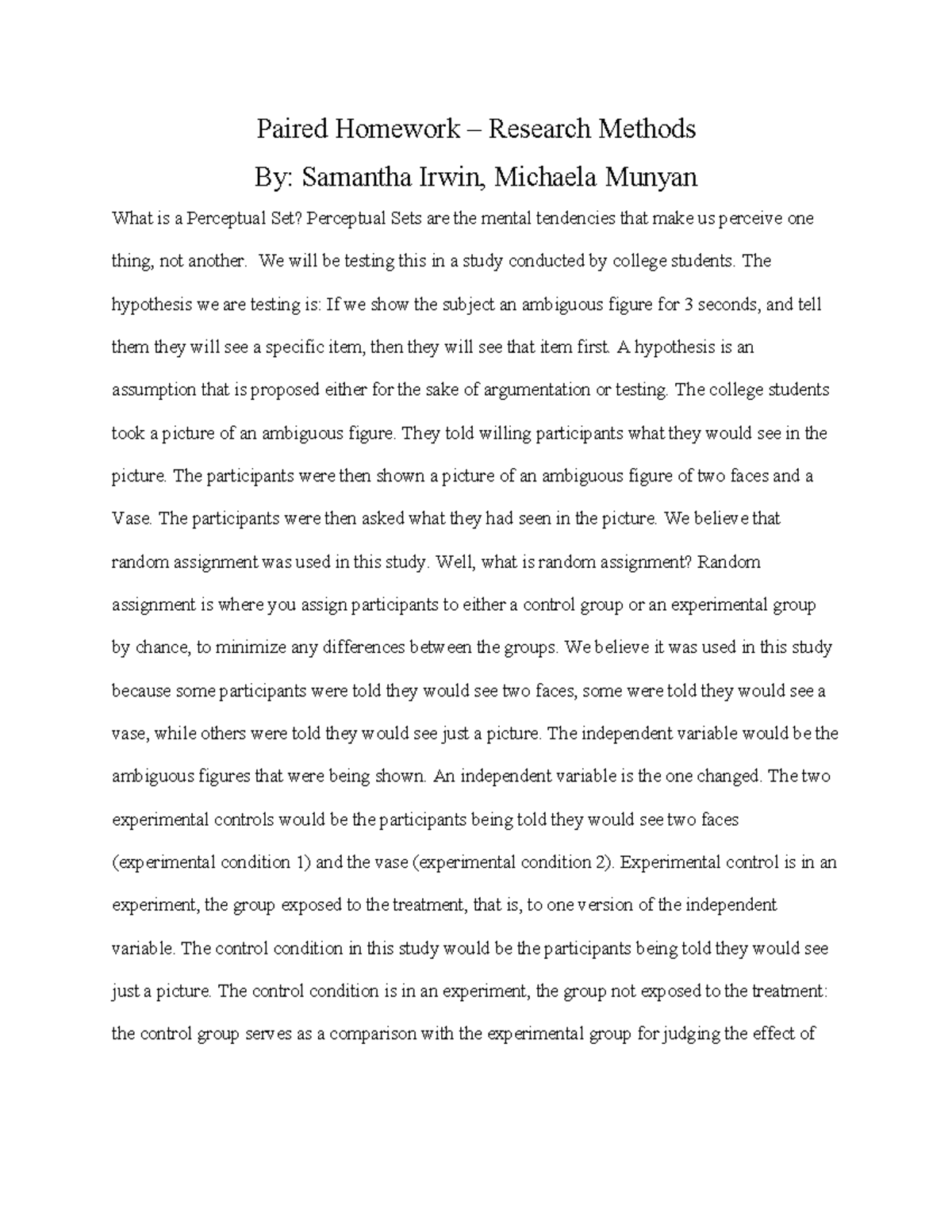 Paired Homework – Research Methods - Paired Homework – Research Methods ...