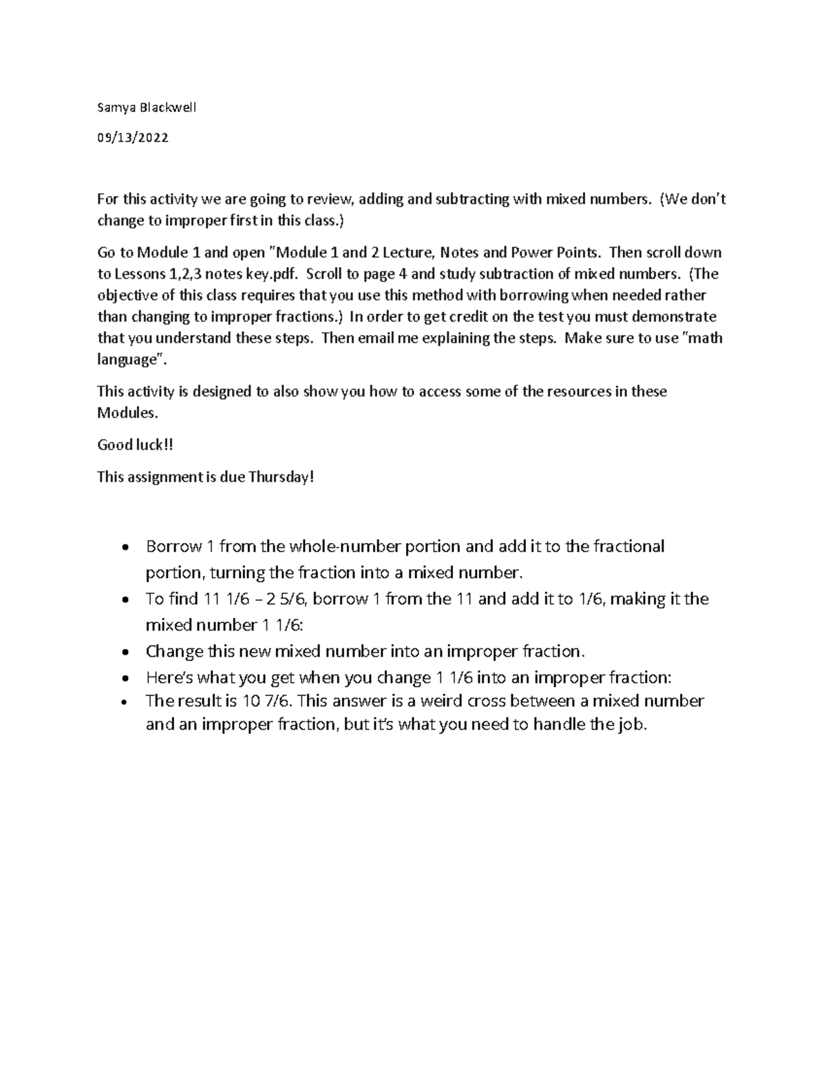 Document 39 - college algebra maybe prealgebra - Samya Blackwell 09/13 ...