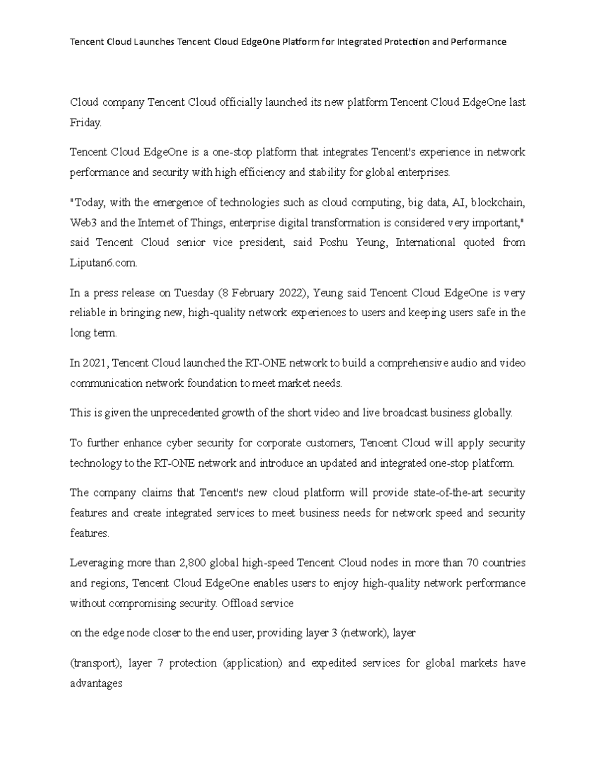 Tencent Cloud Launches Tencent Cloud Edge One Platform for Integrated ...