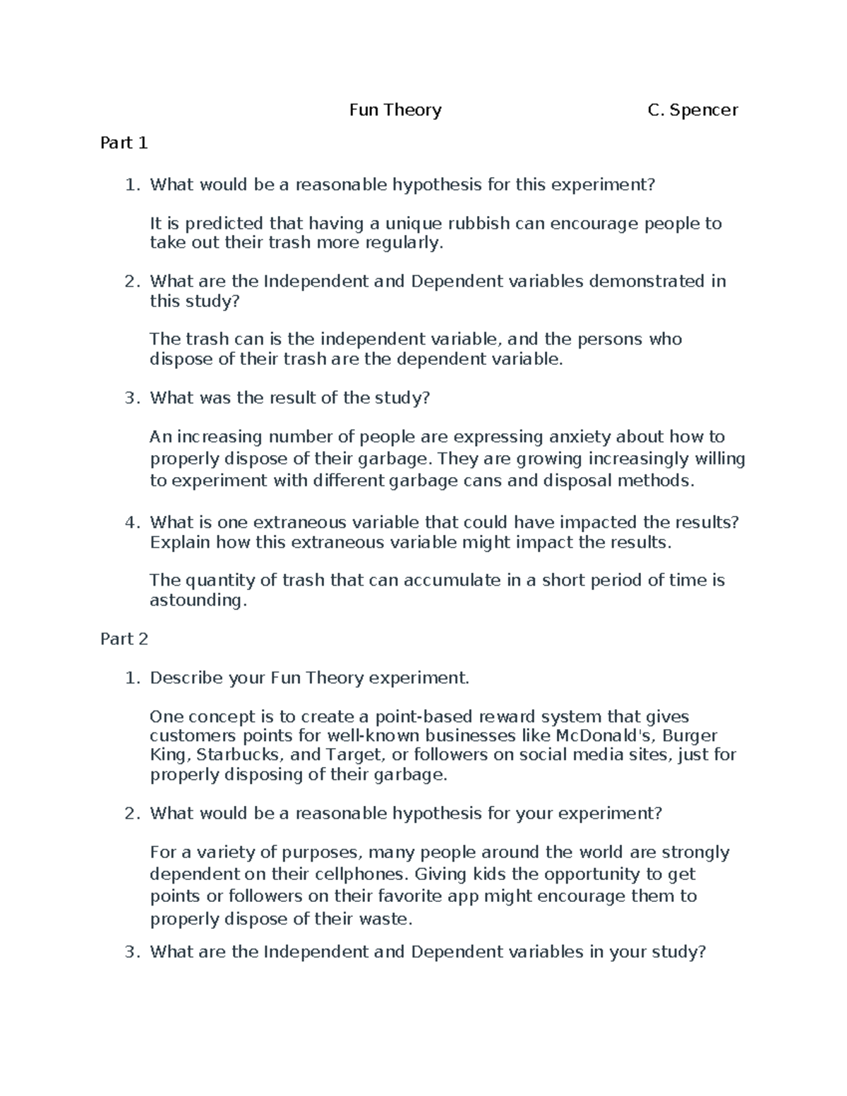 1.6 fun theory assignment psychology college course - Fun Theory C ...