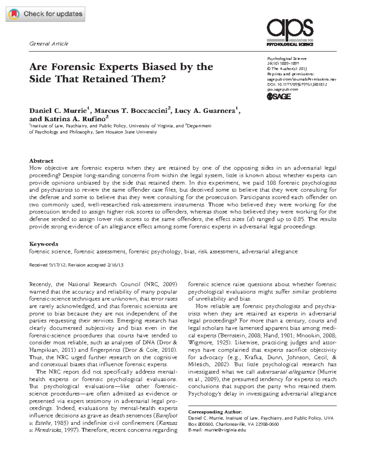 Are Forensic Expert Biaisedbythe Sidethatretained them - 481812 ...