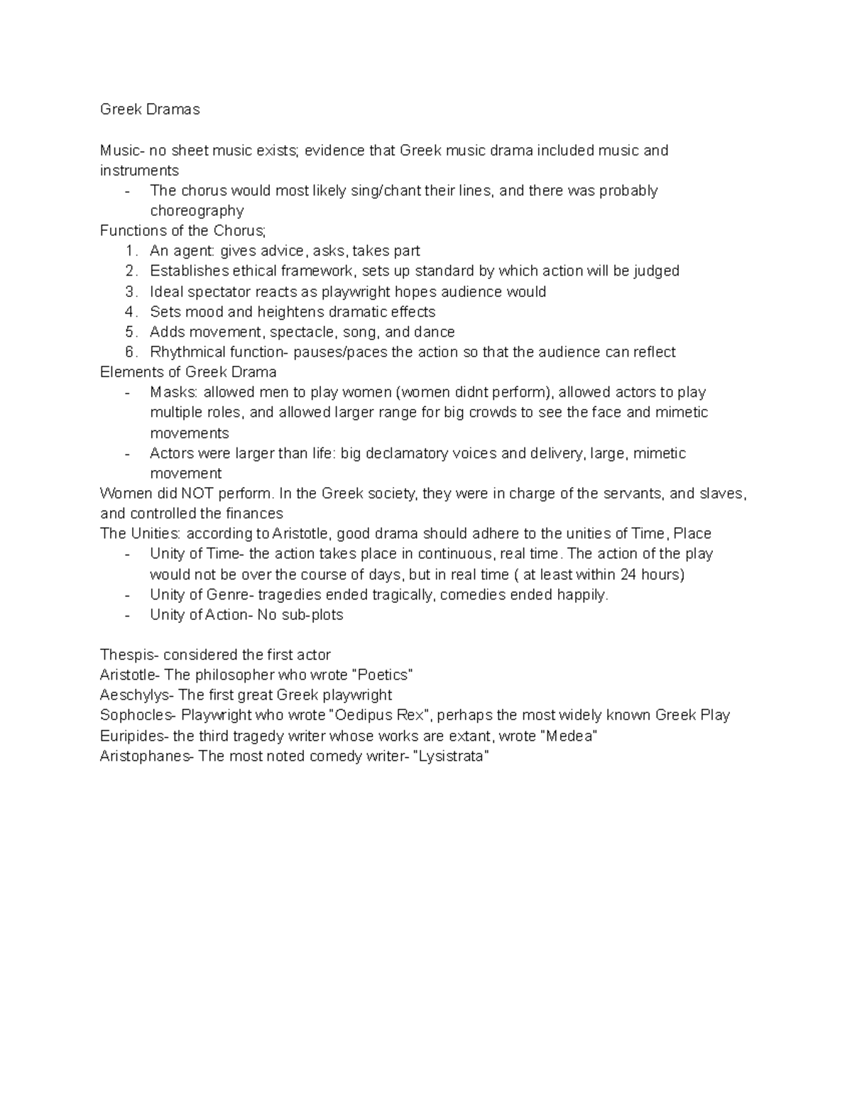 Theatre Greek Dramas - lecture notes - Greek Dramas Music- no sheet ...