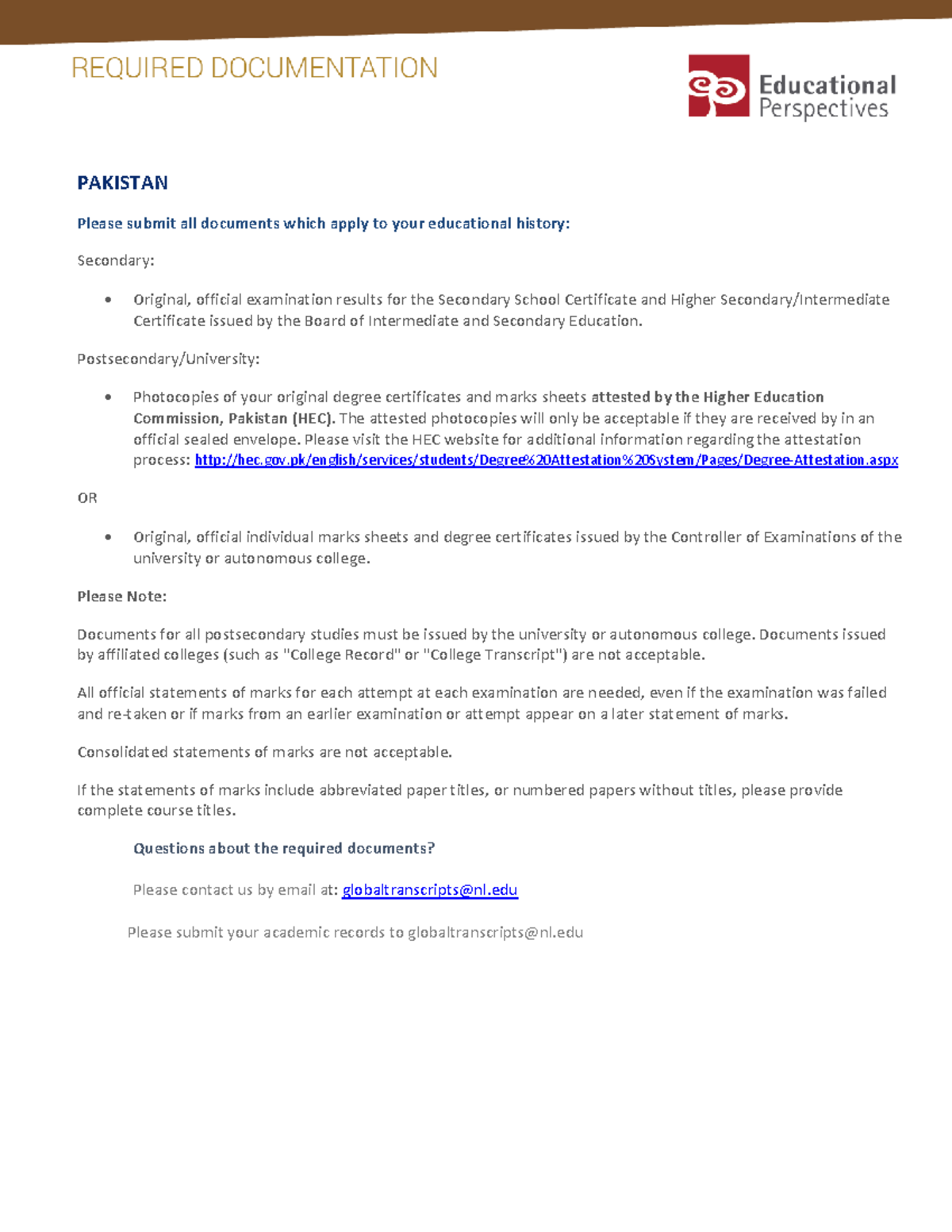 EP-Pakistan-Requirements - PAKISTAN Please submit all documents which ...