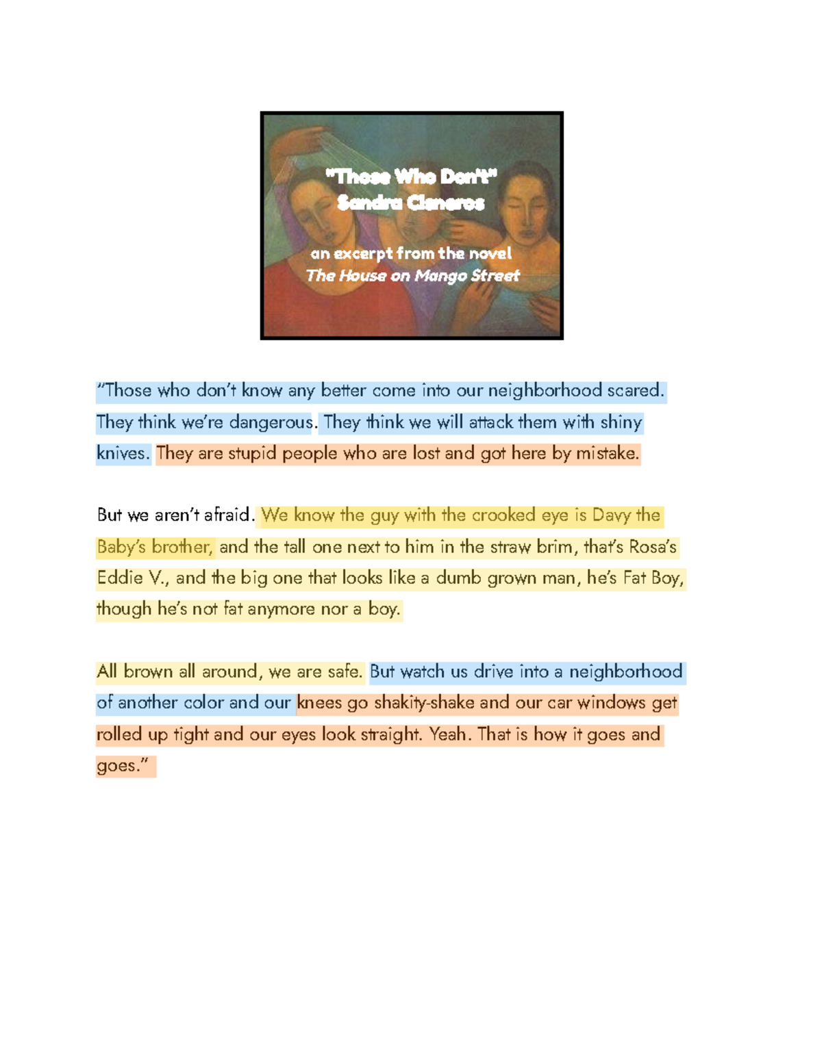 s - "Those Who Don't" Sandra Cisneros - "Those Who Don't" Sandra ...