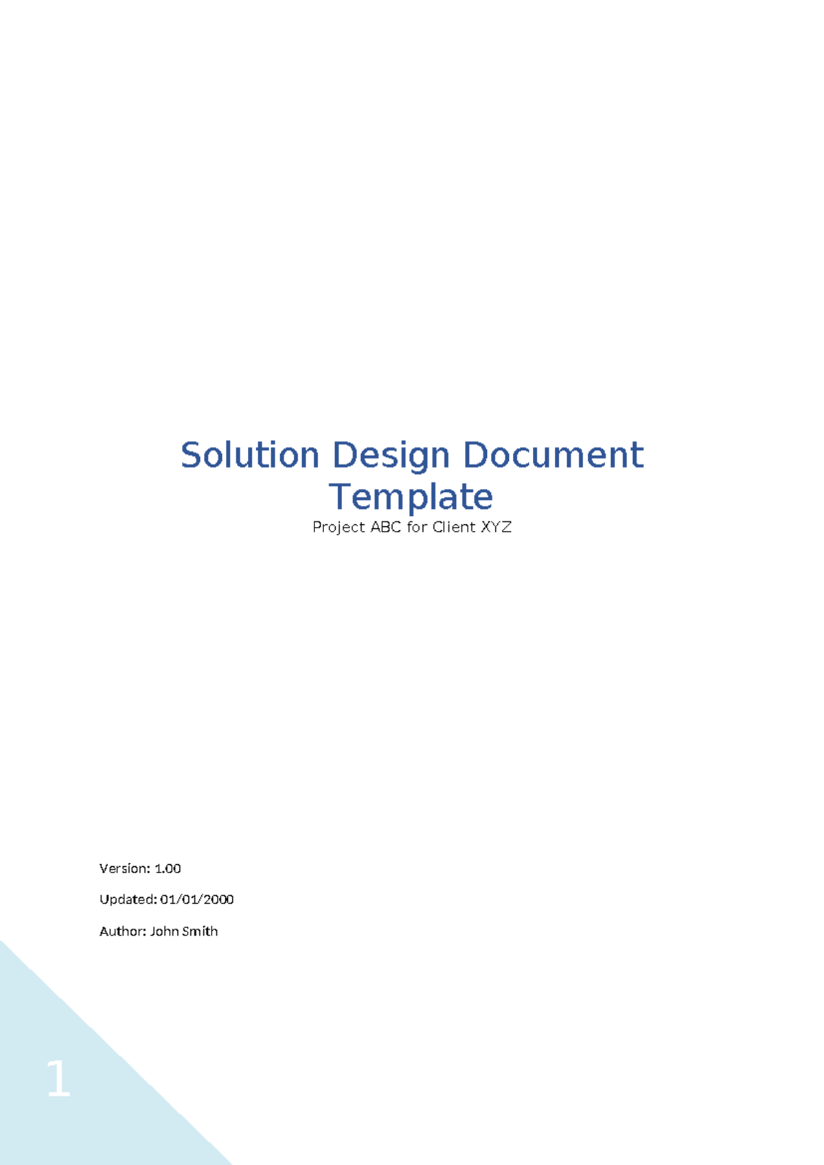 Solution Design Document Template - Solution Design Document Template Project ABC for Client XYZ ...