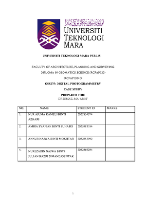Lab report cartho - UITM ARAU PERLIS GSS2 84 CARTOGRAPHY GROUP RAP1204F ...