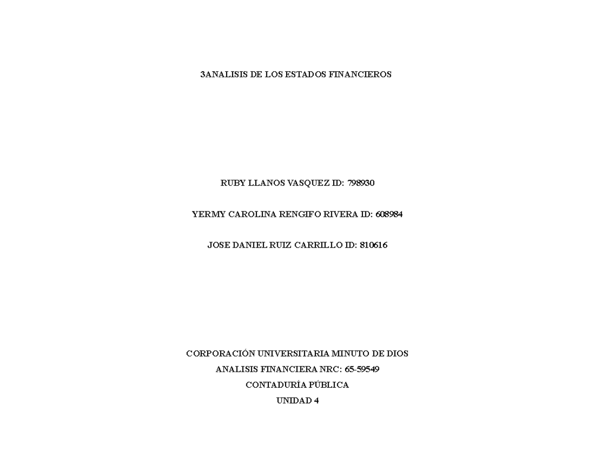 Analisis DE LOS Estados Financieros - 3ANALISIS DE LOS ESTADOS ...