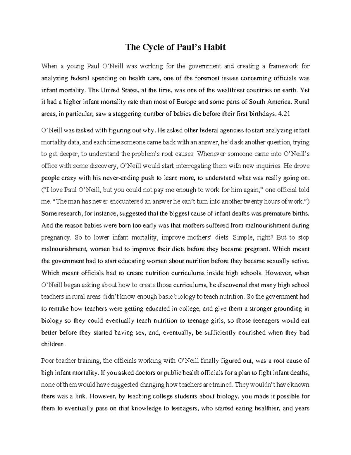 The Cycle of Paul’s Habit - The Cycle of Paul’s Habit When a young Paul ...