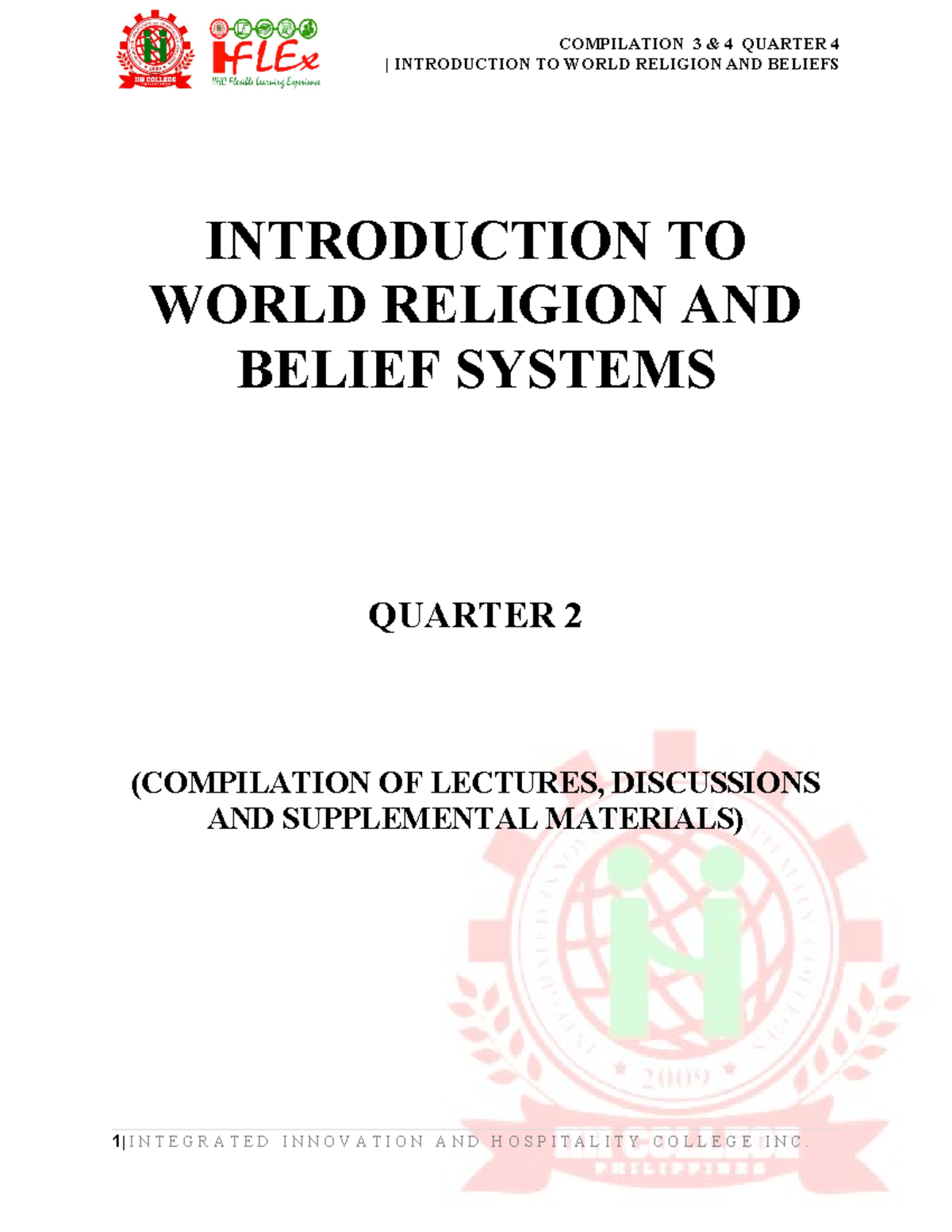 Intro TO World Religion Module 4 - | INTRODUCTION TO WORLD RELIGION AND ...