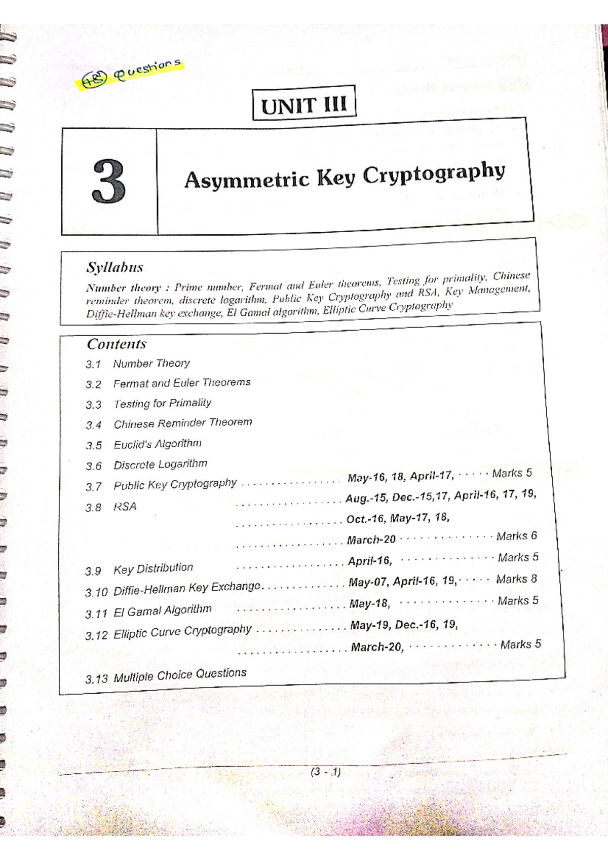 Unit 3 IS - ARTIFICIAL INTELLIGENCE - (18) Questions UNIT 3 Asymmetric Key Cryptography Syllabus ...