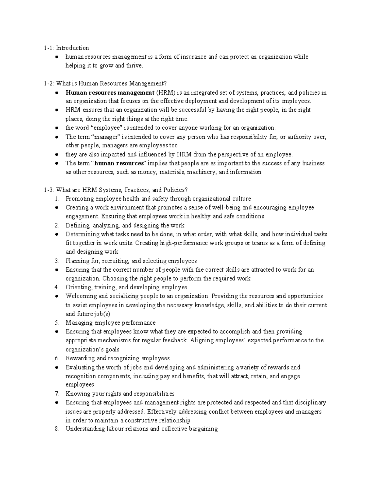 Chapter 1 Exploring Why HMR matter - 1-1: Introduction human resources management is a form of ...