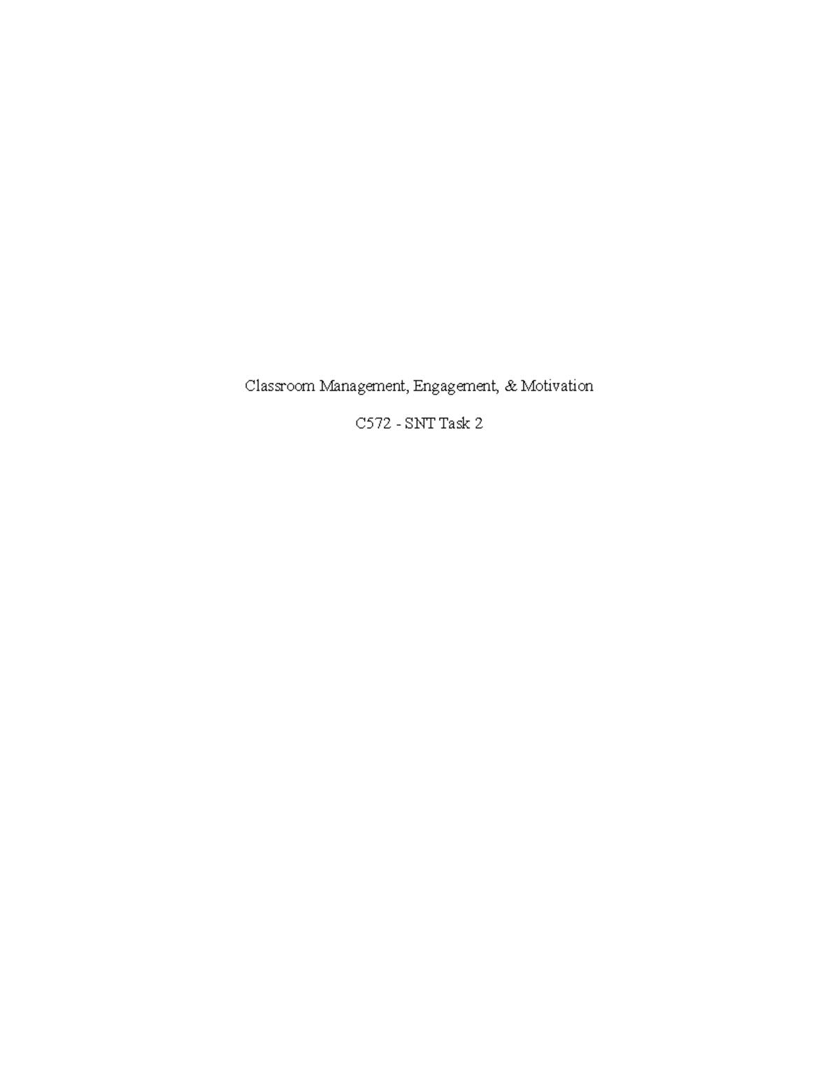 WGU Classroom Management Task 2 - C572 - WGU - Studocu