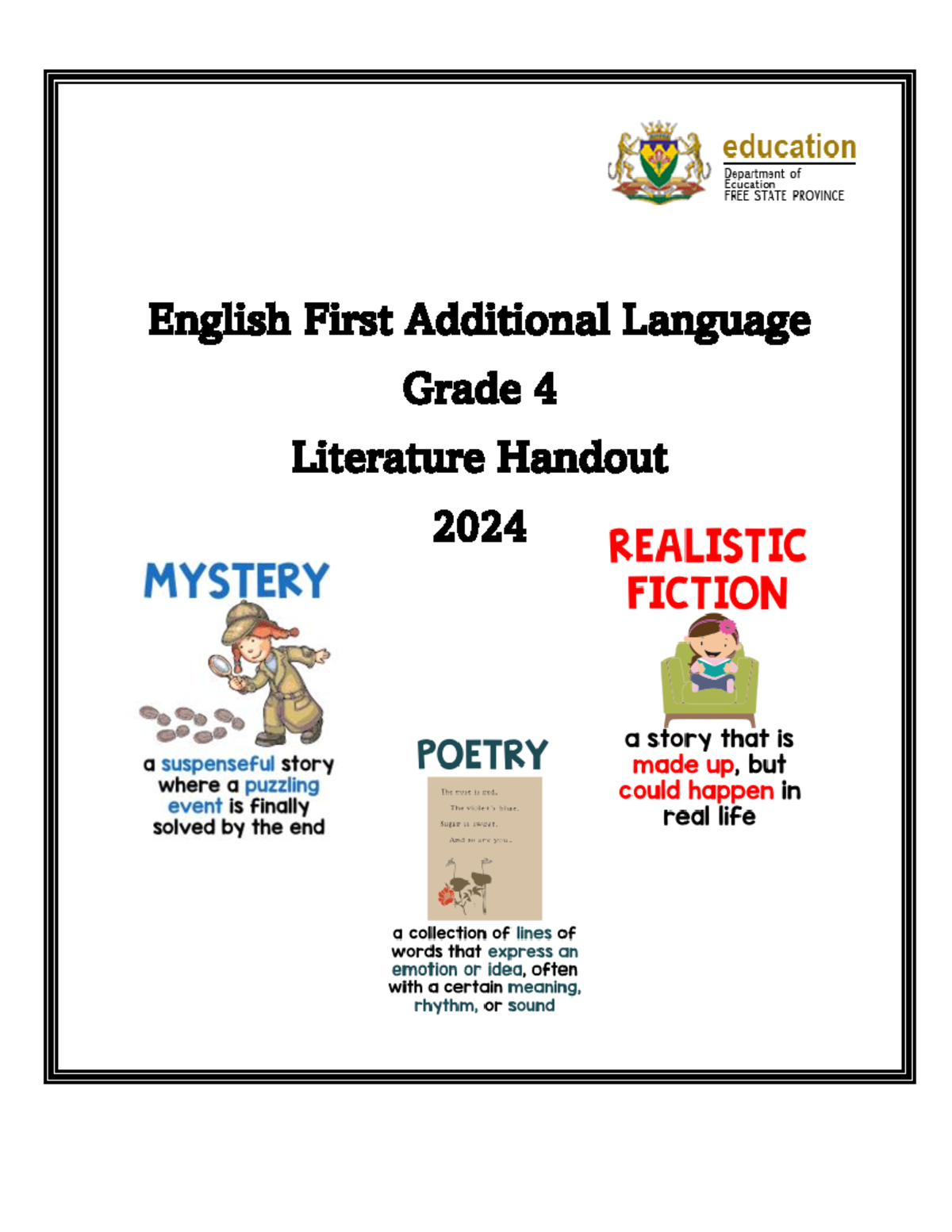 Grade 4 EFAL literature handout 2024 - English First Additional ...