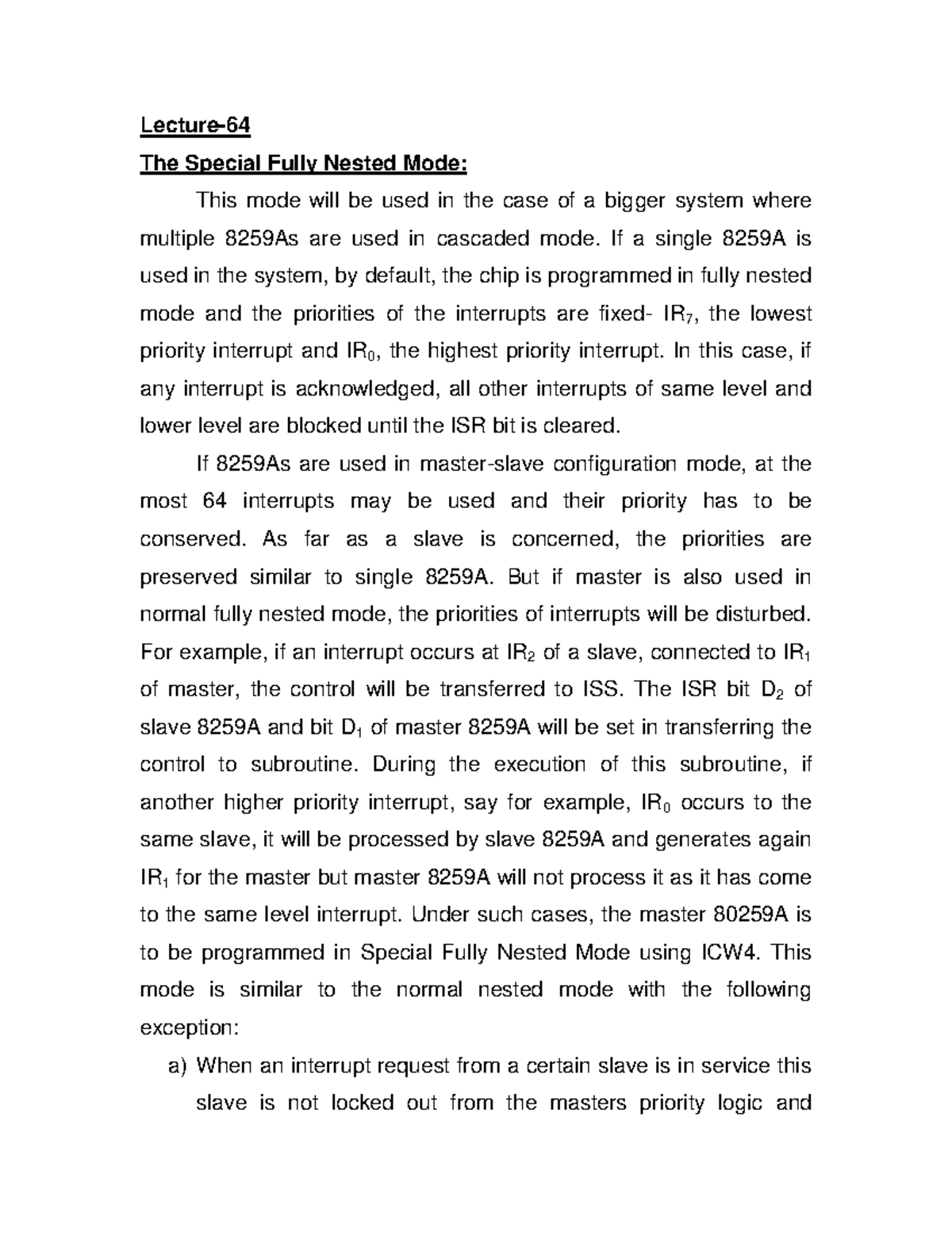 EEN 204 - Lecture 64 - Lecture- The Special Fully Nested Mode: This ...