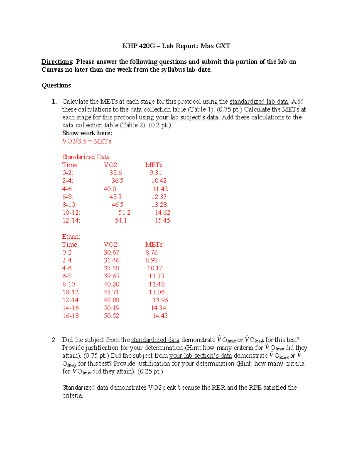 Max GXT Lab Report - KHP 420G – Lab Report: Max GXT Directions: Please ...