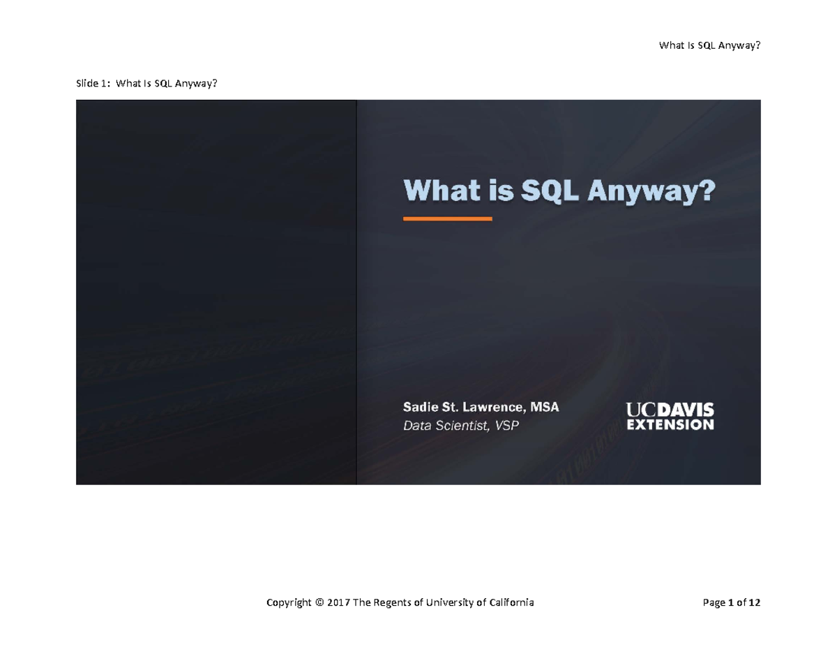 Sesion 2 - SQL for data sciense - Data Science Foundutions - Slide 1 ...