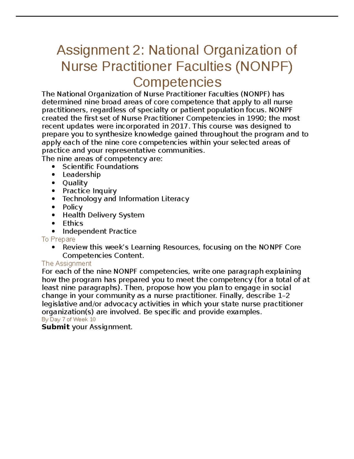 Nurse Practitioner Faculties - NONPF created the first set of Nurse ...