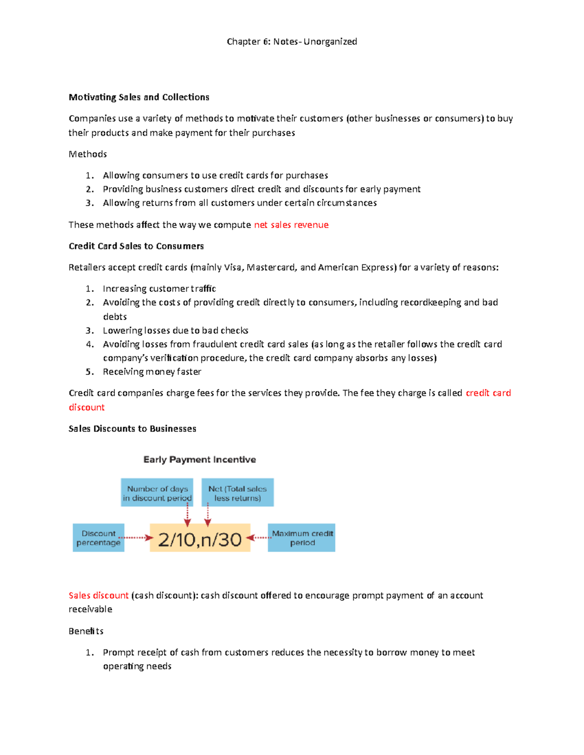 Chapter 6 Notes - Chapter 6: Notes- Unorganized Moivaing Sales and ...