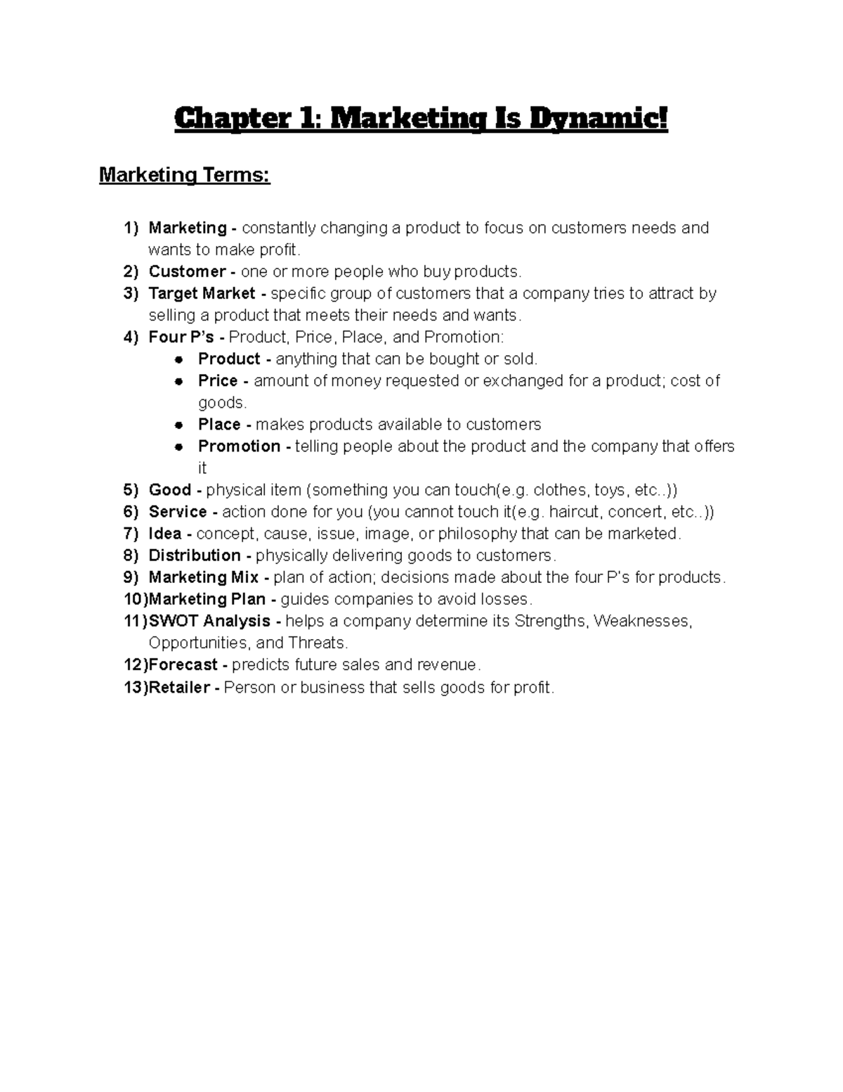 Marketing Definitions - Chapter 1: Marketing Is Dynamic! Marketing ...