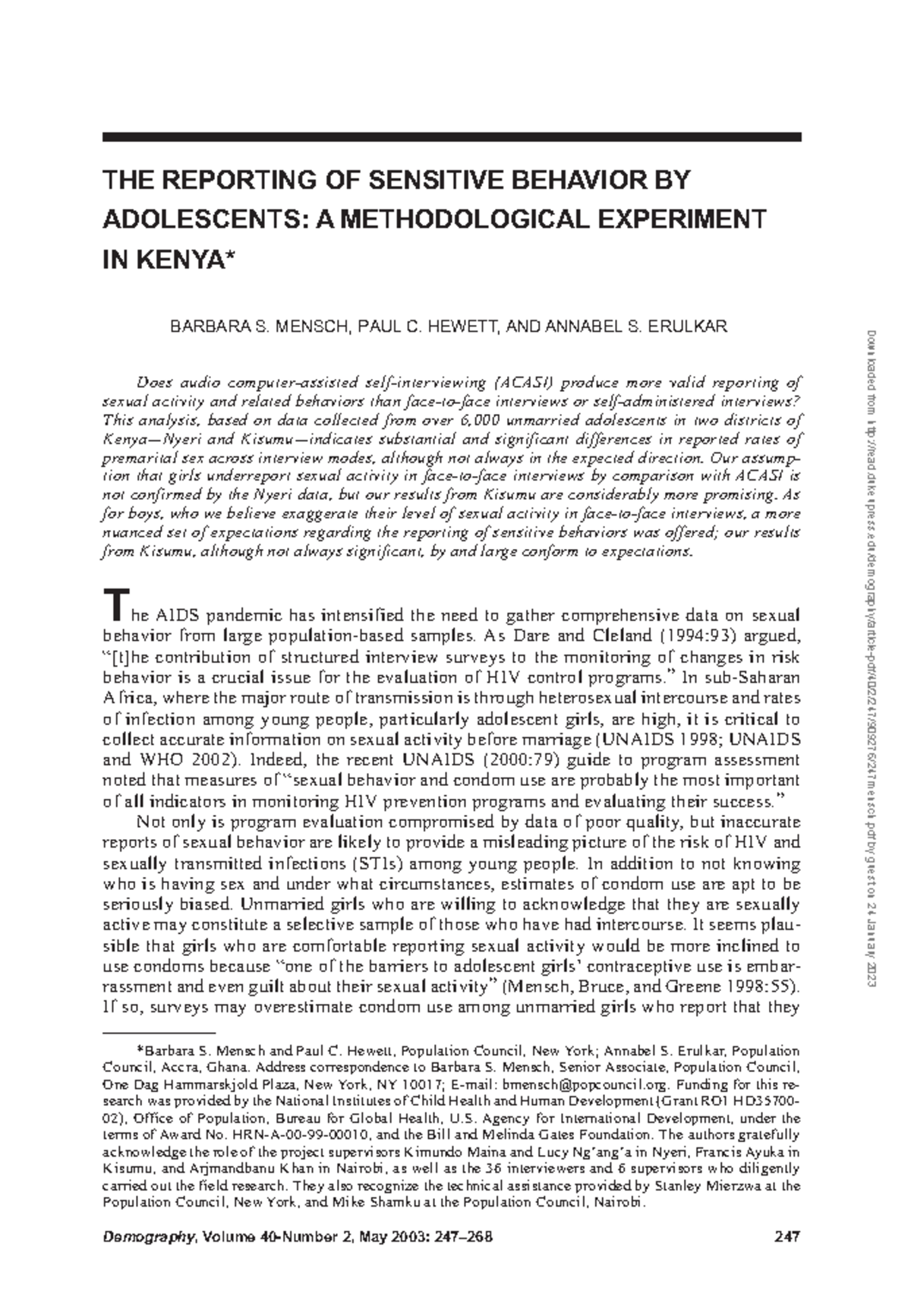 Socio source - no no no - Reporting of Sensitive Behavior by ...