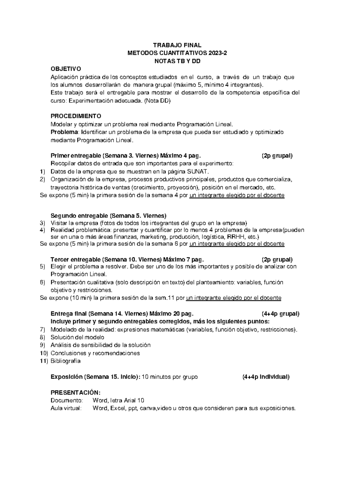 Trabajo final MC UPC v15 2023-2 - TRABAJO FINAL METODOS CUANTITATIVOS ...