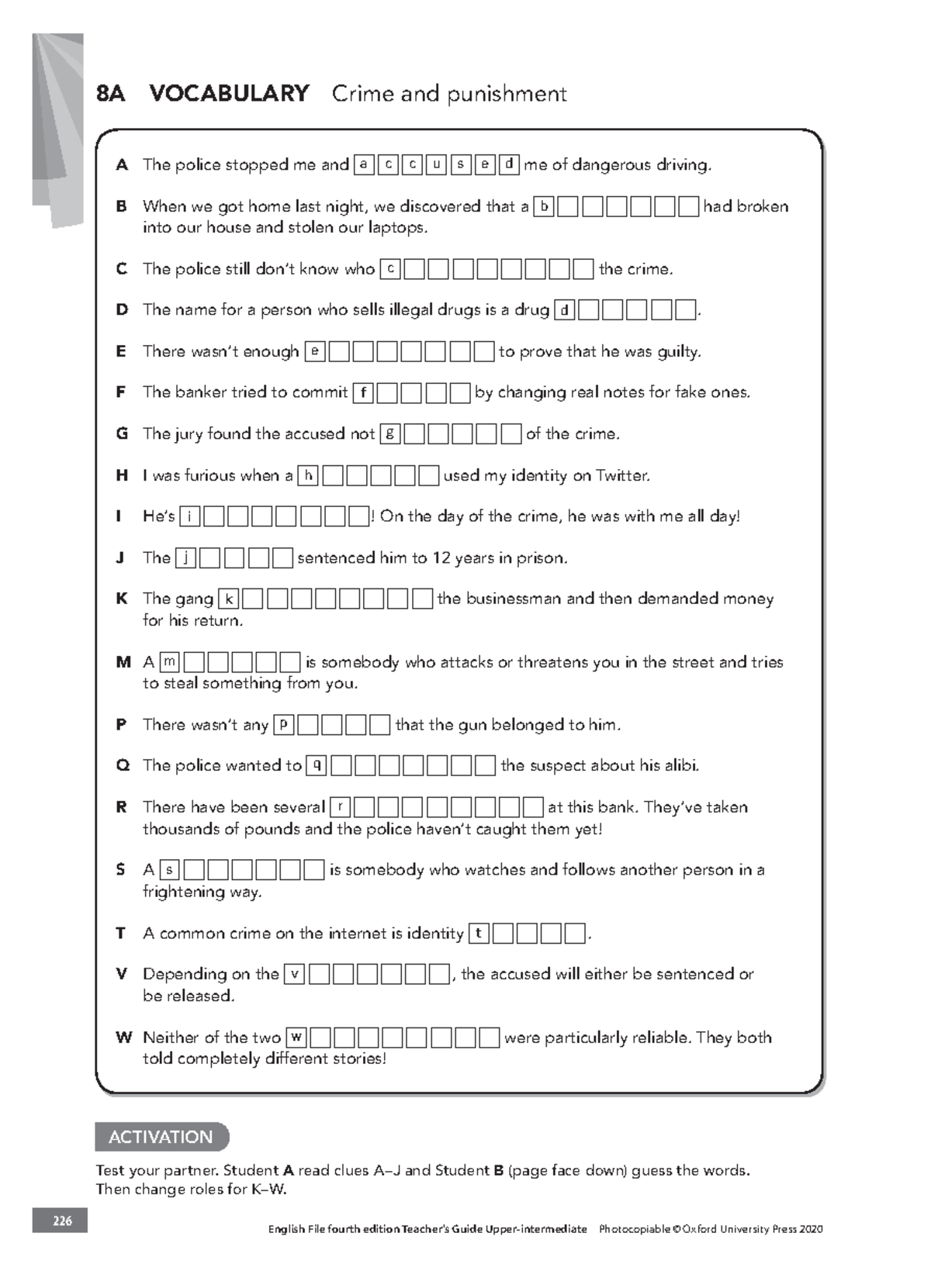 English File 4e Vocabulary 8A Crime ćwicz - 226 English File fourth ...