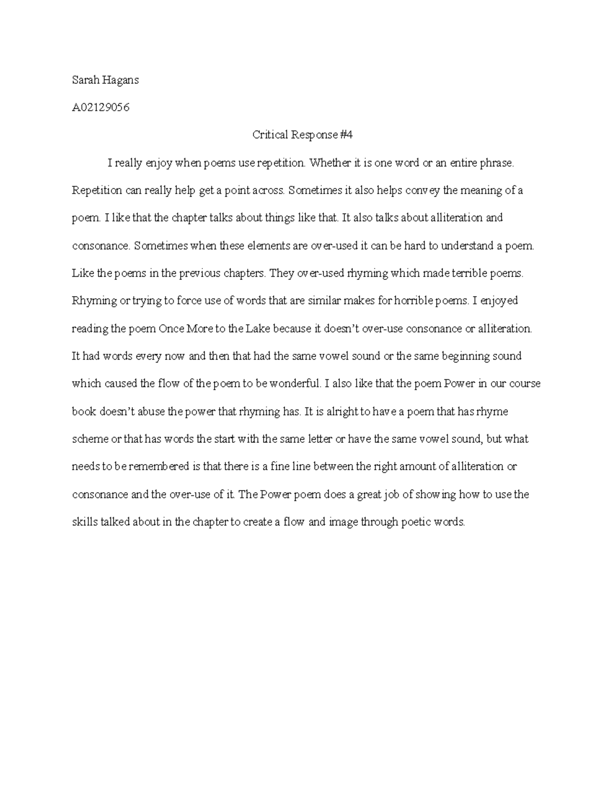 Critical response #4 - Assignment - Sarah Hagans A02129056 Critical ...