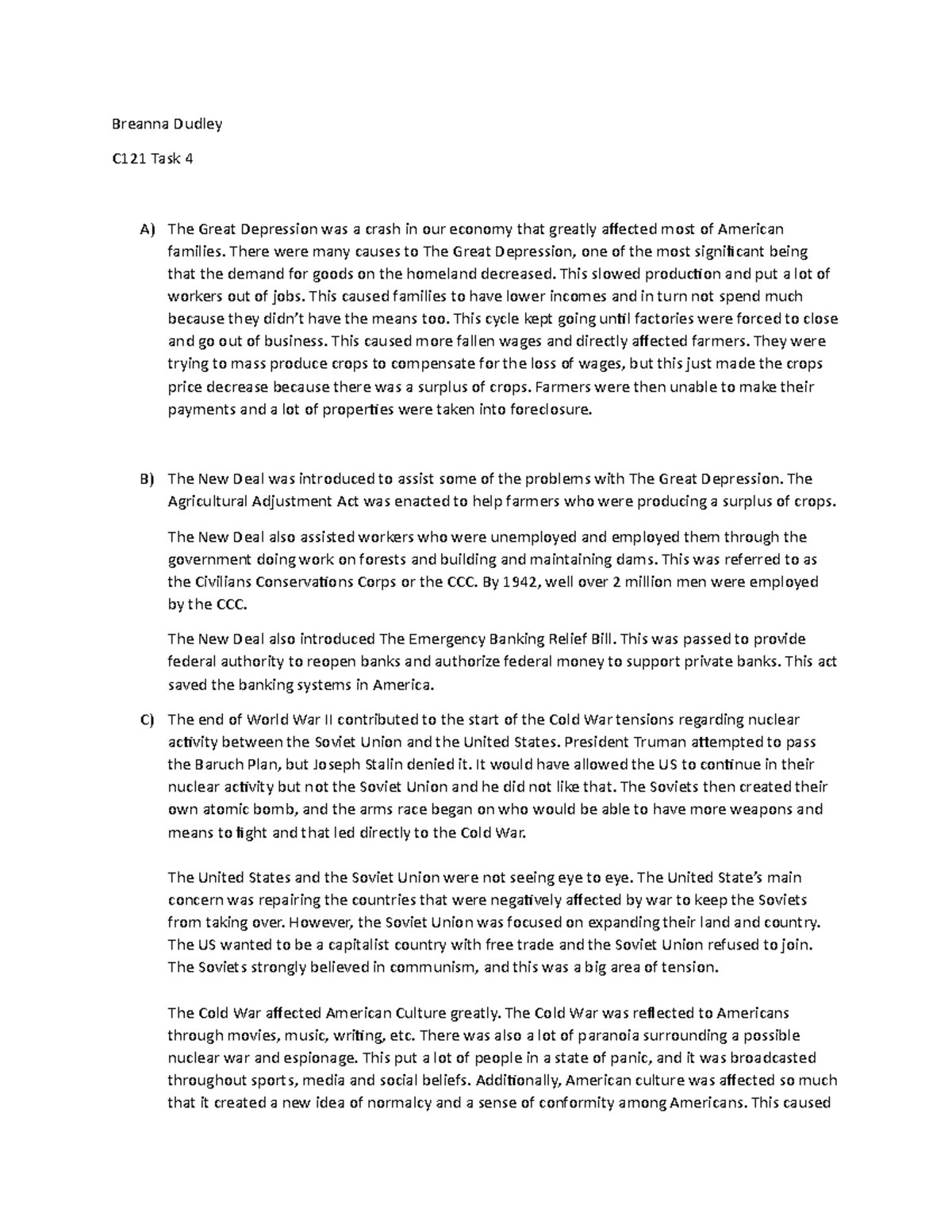 C121 Task 4 Breanna Dudley - Breanna Dudley C121 Task 4 A) The Great ...