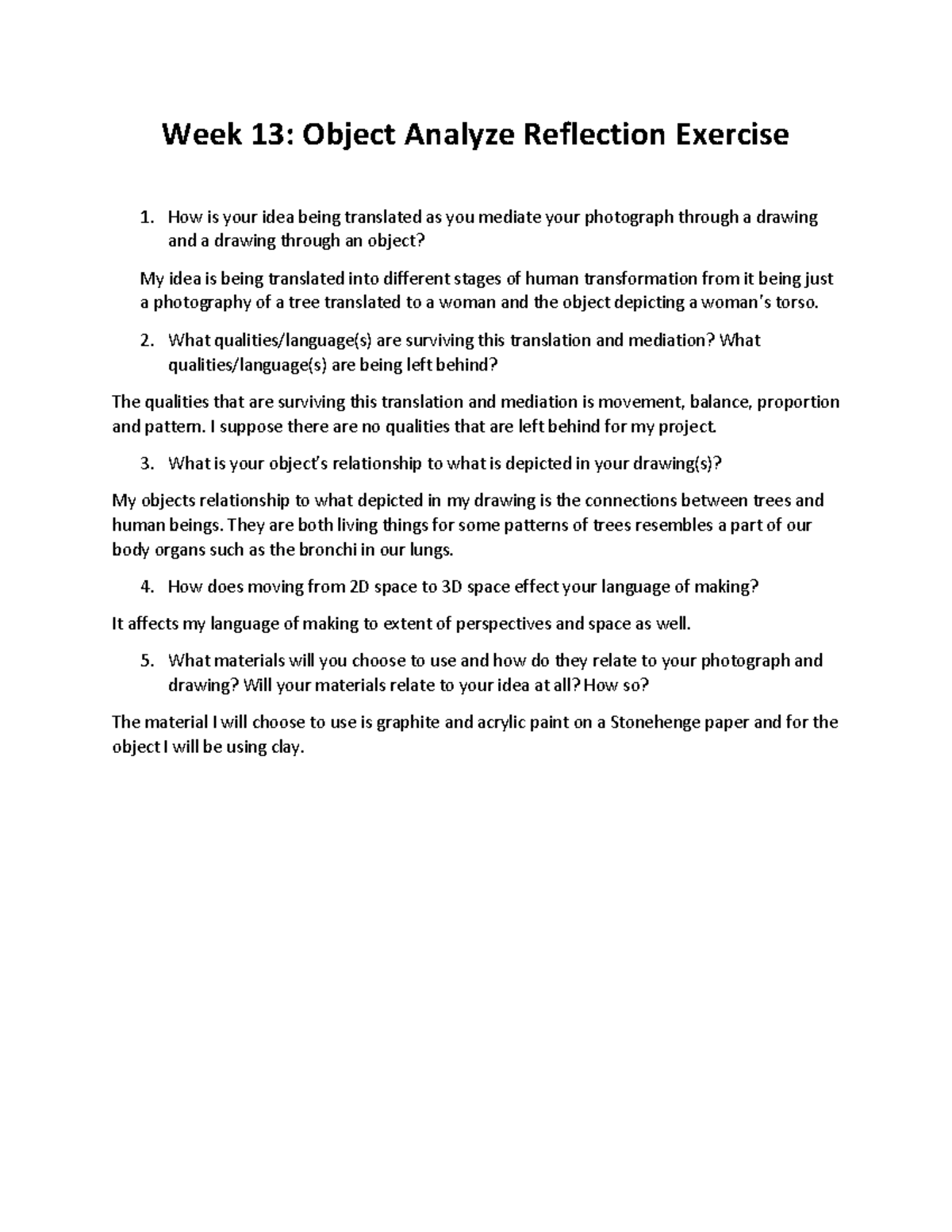 Week 13 Object Analyze Reflection Exercise - Week 13: Object Analyze Reflection Exercise How is ...