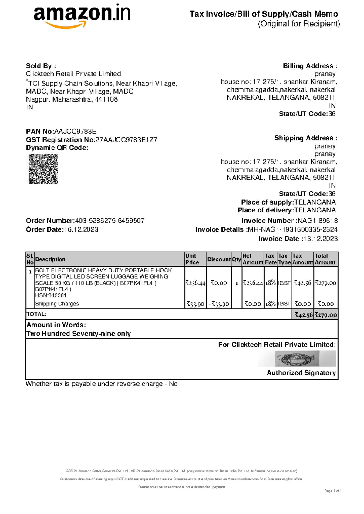 vedic mathematics - Tax Invoice/Bill of Supply/Cash Memo (Original for ...