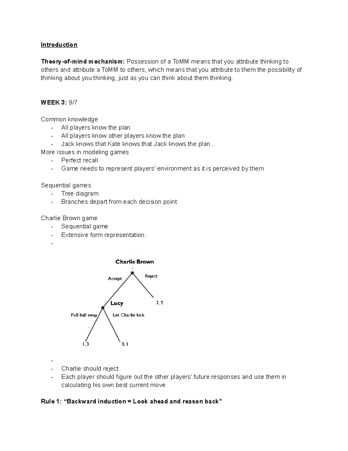 POLI 288 class notes - Introduction Theory-of-mind mechanism ...