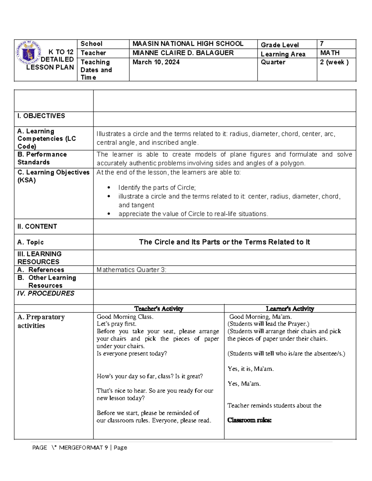 PRE DEMO Final - TIMELESS - K TO 12 DETAILED LESSON PLAN School MAASIN ...