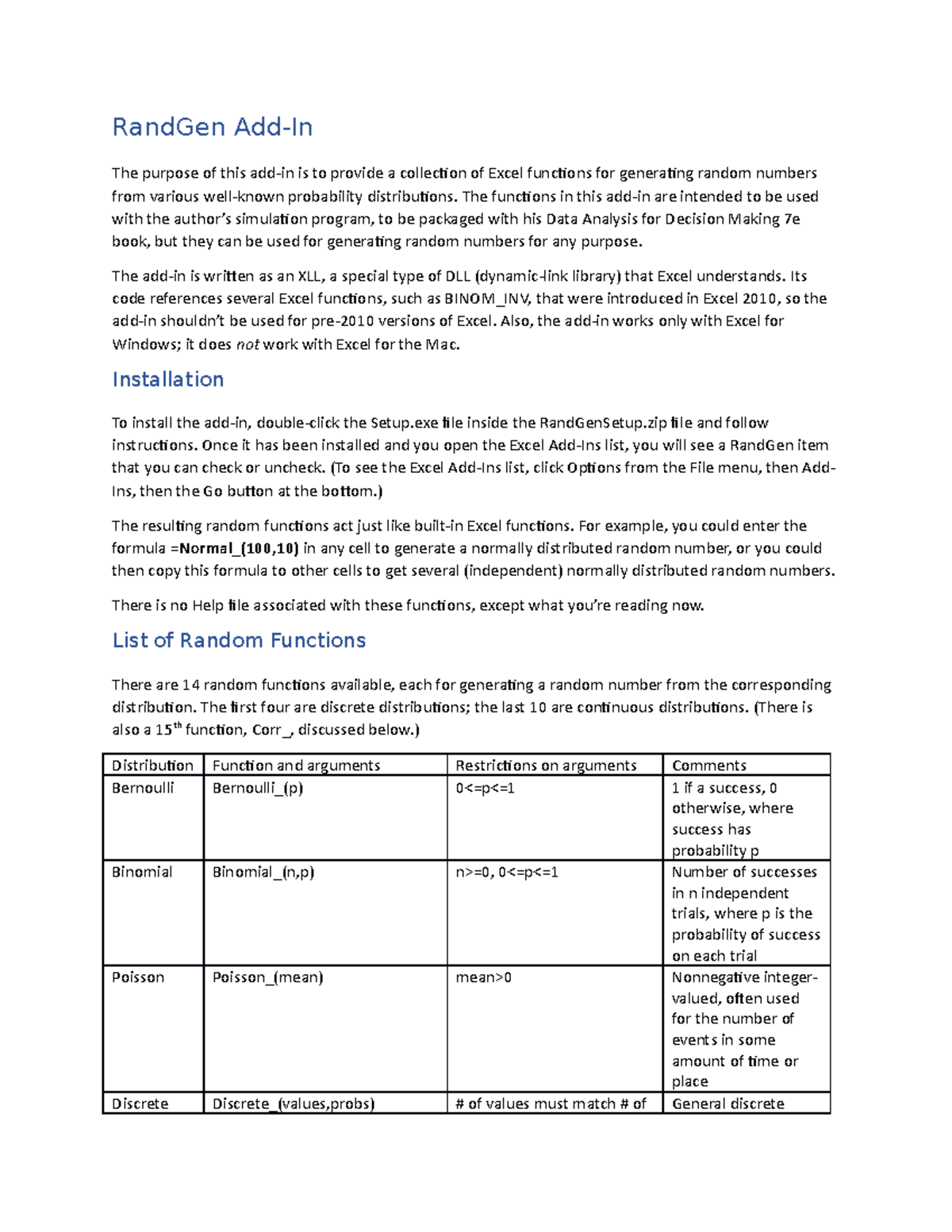 Rand Gen Add-In - Rand Gen Add-In - RandGen Add-In The purpose of this ...