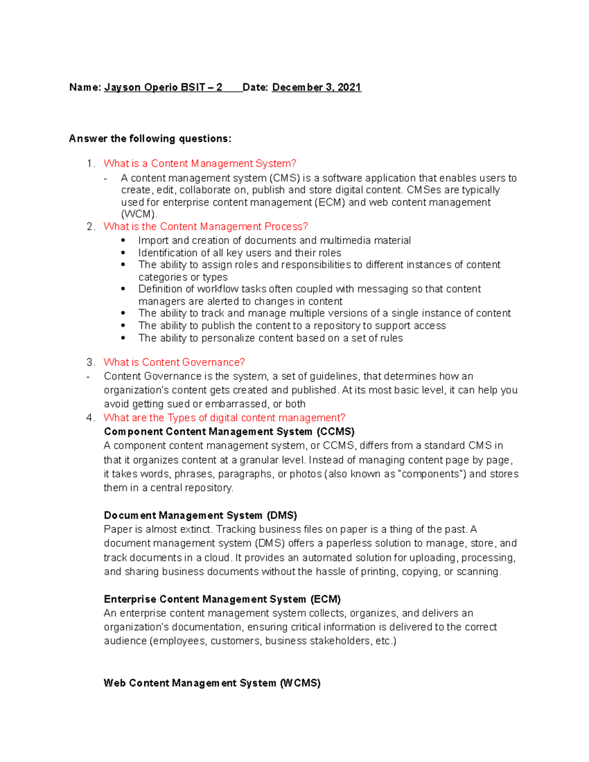 Final Activity 1 Content Management System - Name: Jayson Operio BSIT ...