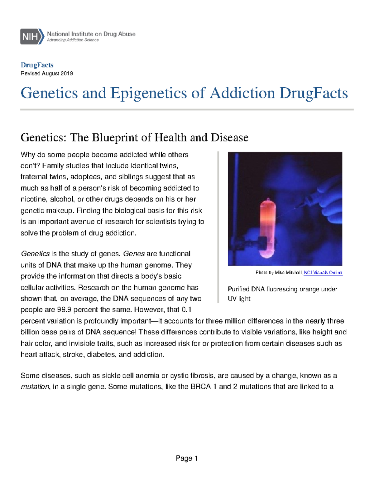 Genetics epigenetics addiction drugfacts - DrugFacts Revised August ...