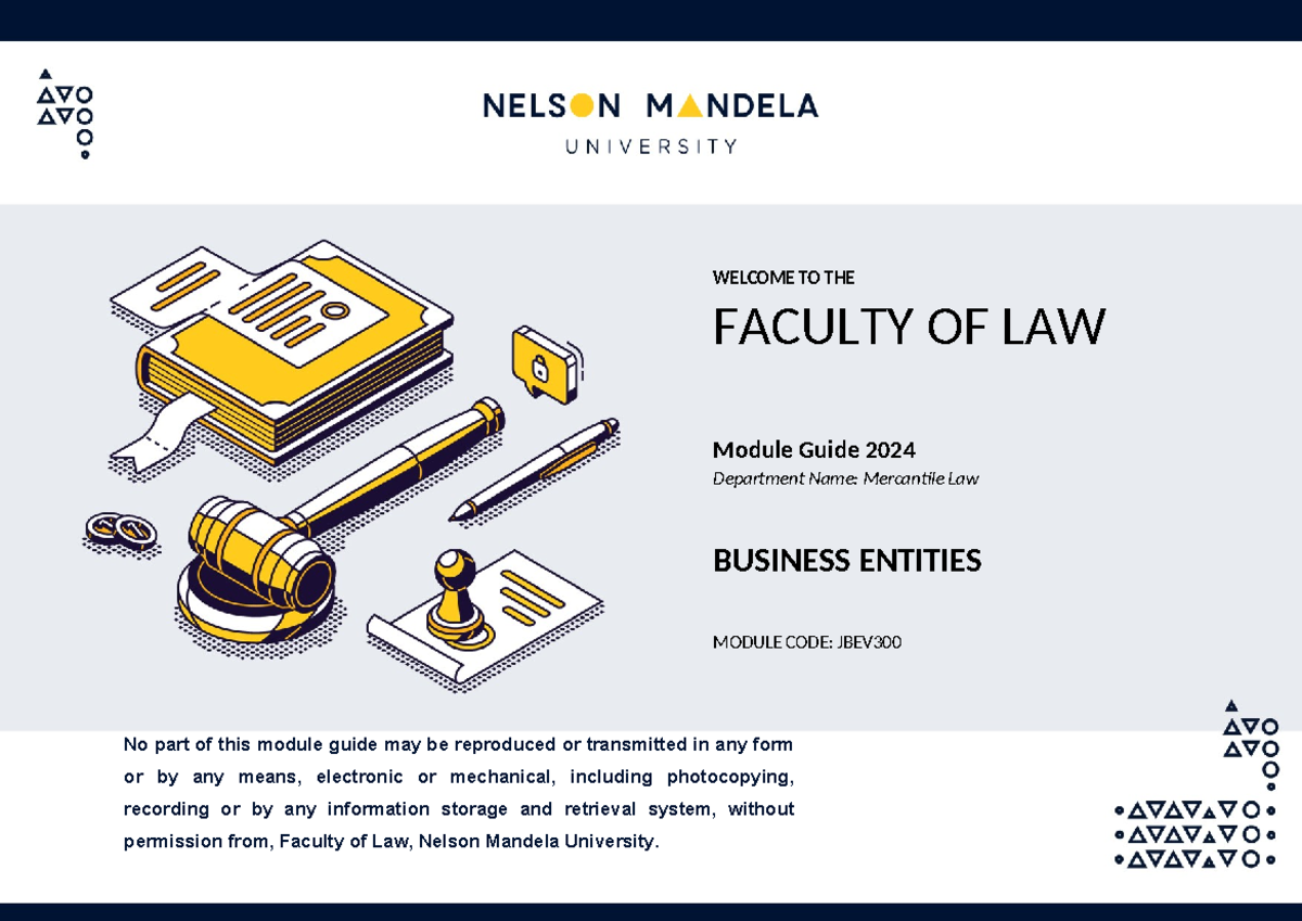 JBEV300 Law Module Guide 2024 - WELCOME TO THE FACULTY OF LAW Module ...