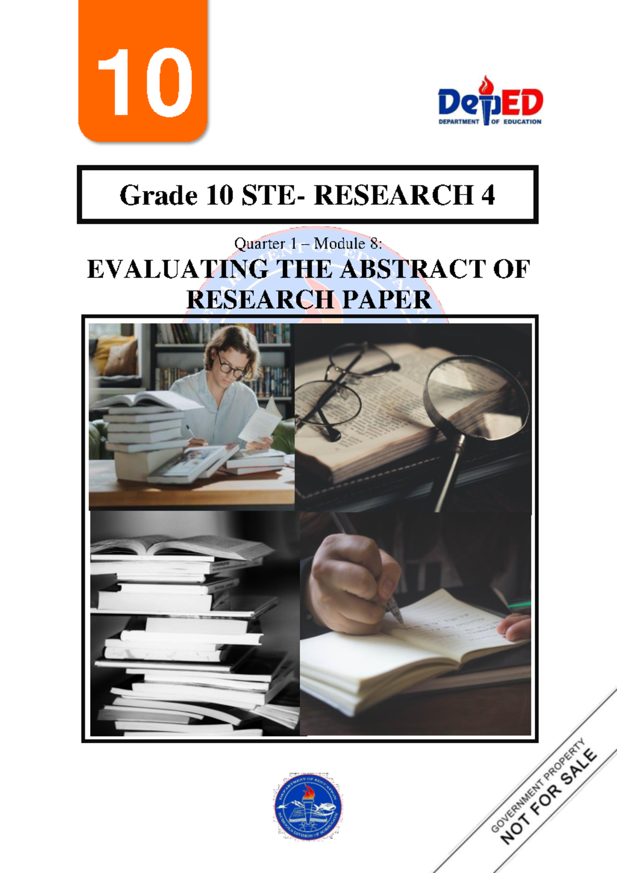 EVALUATING THE ABSTRACT OF RESEARCH PAPER - i Quarter 1 – Module 8 ...